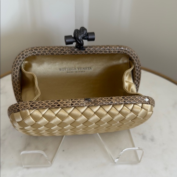 Bottega Veneta | Bags | Bottega Veneta Gold Woven Clutch | Poshmark